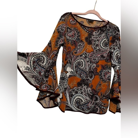 Coco Bianco | Tops | Coco Bianca Bell Sleeve Paisley Print Blouse ...